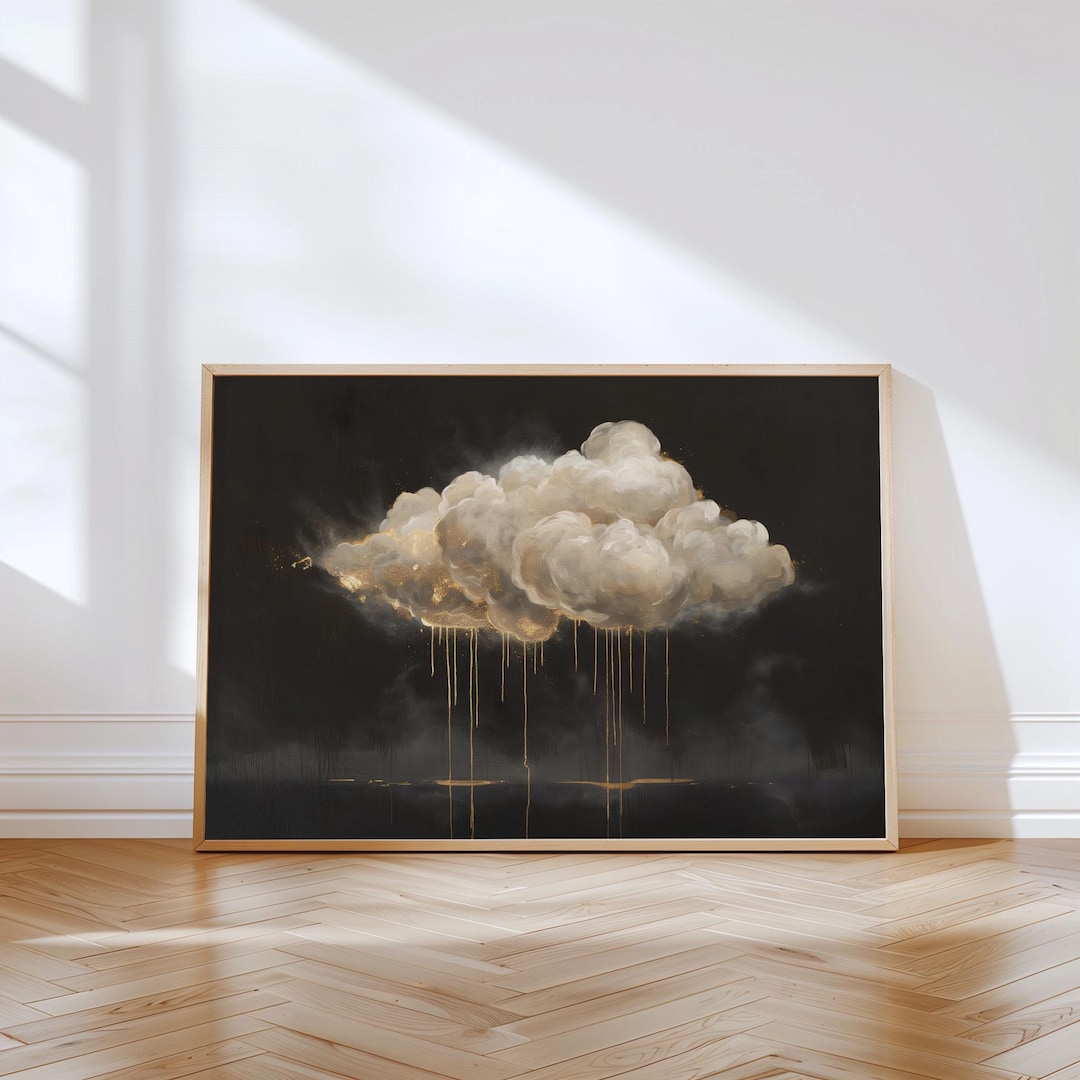 Golden Nimbus Wall Art — Black & Gold Abstract Cloud - Etsy