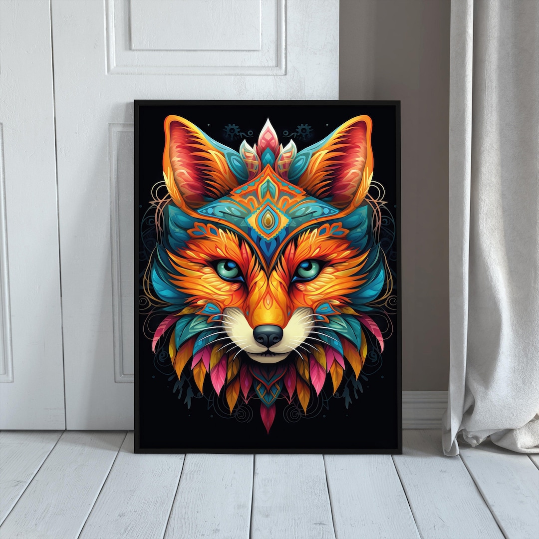 Printable Fox Portrait Poster Geometric Animal Decor Symmetrical Fox ...