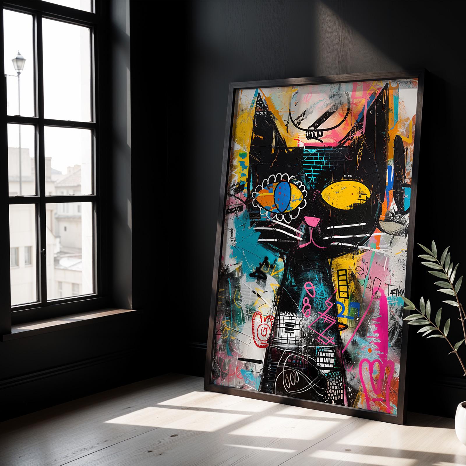Neo-expressive Cat Art Print: Neo-expressionist Graffiti Wall Decor - Etsy
