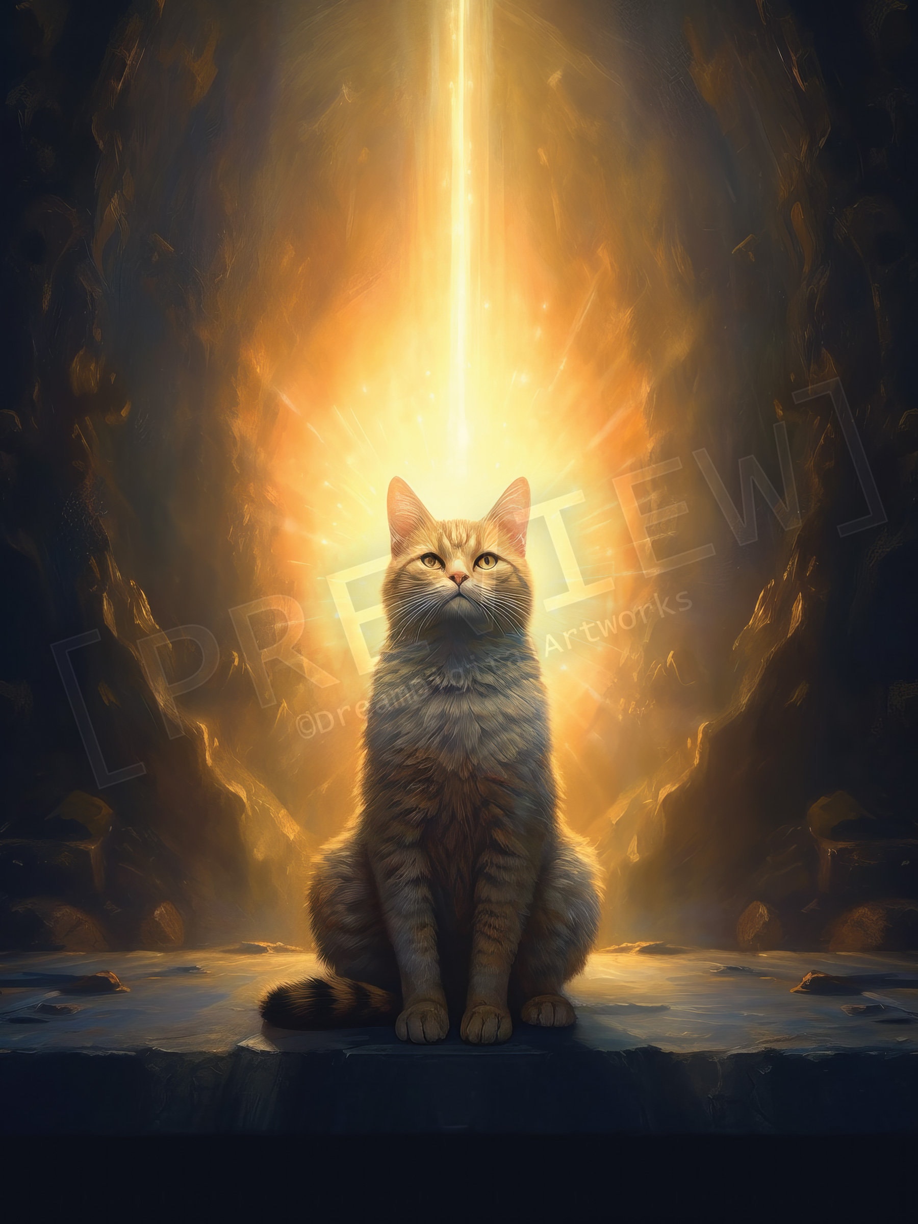 Printable Enlightened Cat Poster Spiritual Art Cat Wall Art ...