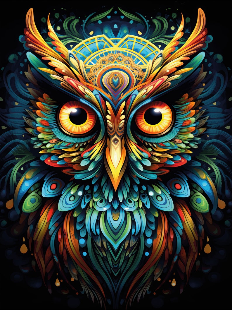 Printable Owl Portrait Print Geometric Animal Poster Symmetry Owl ...