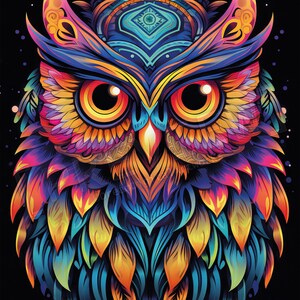 Printable Owl Portrait Geometry Animal Poster Owl Symmetry Design Owl ...