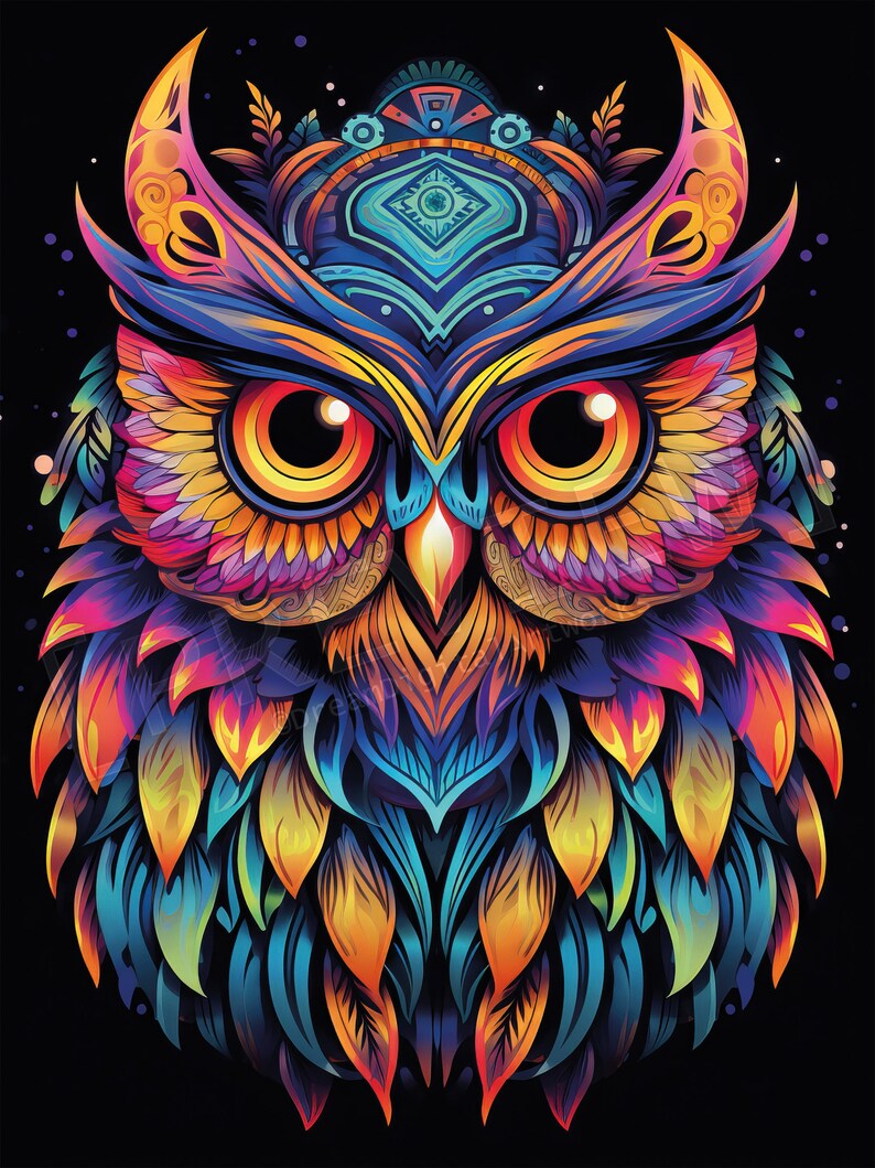 Printable Owl Portrait Geometry Animal Poster Owl Symmetry Design Owl ...