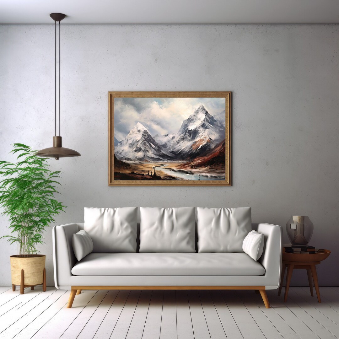 Printable: Majestic Mountainscape - Digital Art Print - INSTANT DIGITAL ...