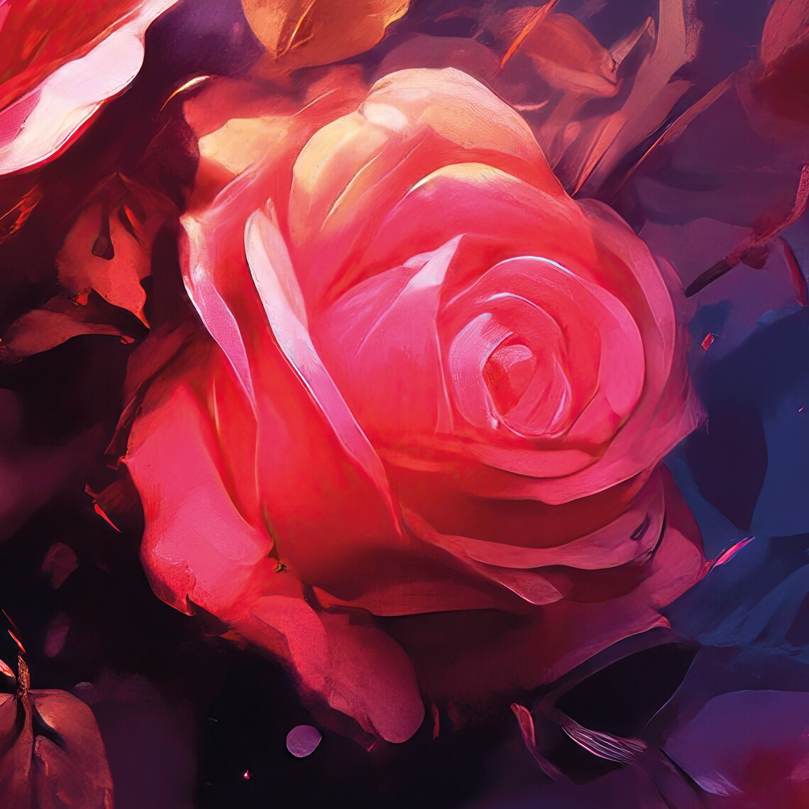 Printable: Red Rose Bush Digital Art Print INSTANT DIGITAL - Etsy