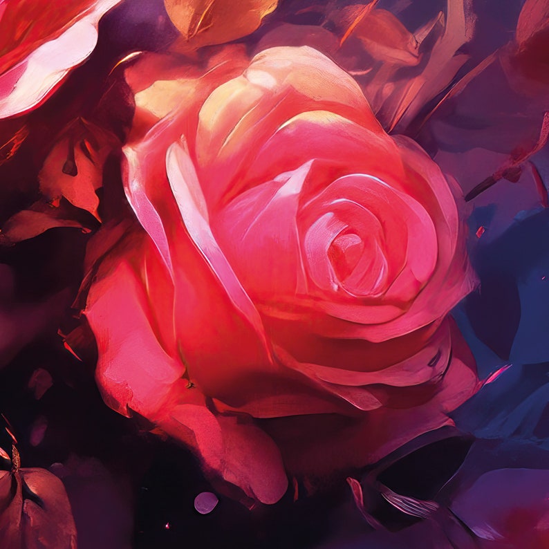 Printable: Red Rose Bush Digital Art Print INSTANT DIGITAL - Etsy