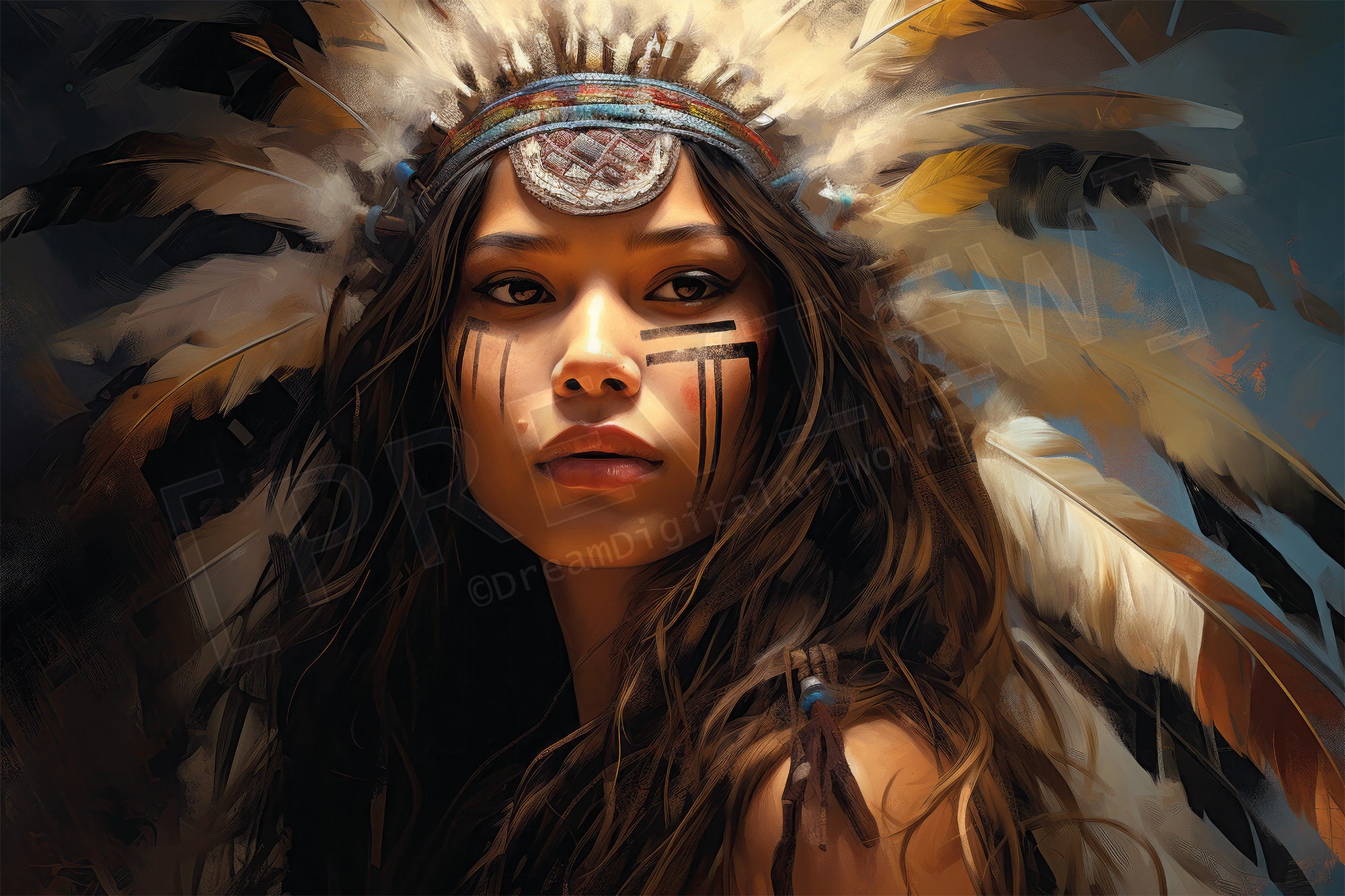 Printable Beautiful Native American Girl Poster Indian Girl Print ...