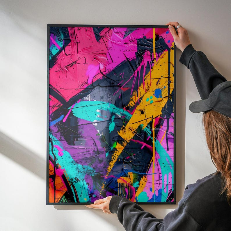 Neon Graffiti Wall Art Print: Urban Street Art Poster - Etsy