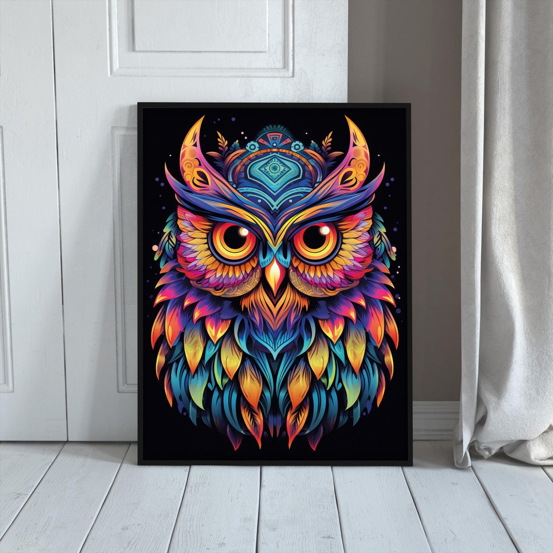 Printable Owl Portrait Geometry Animal Poster Owl Symmetry Design Owl ...