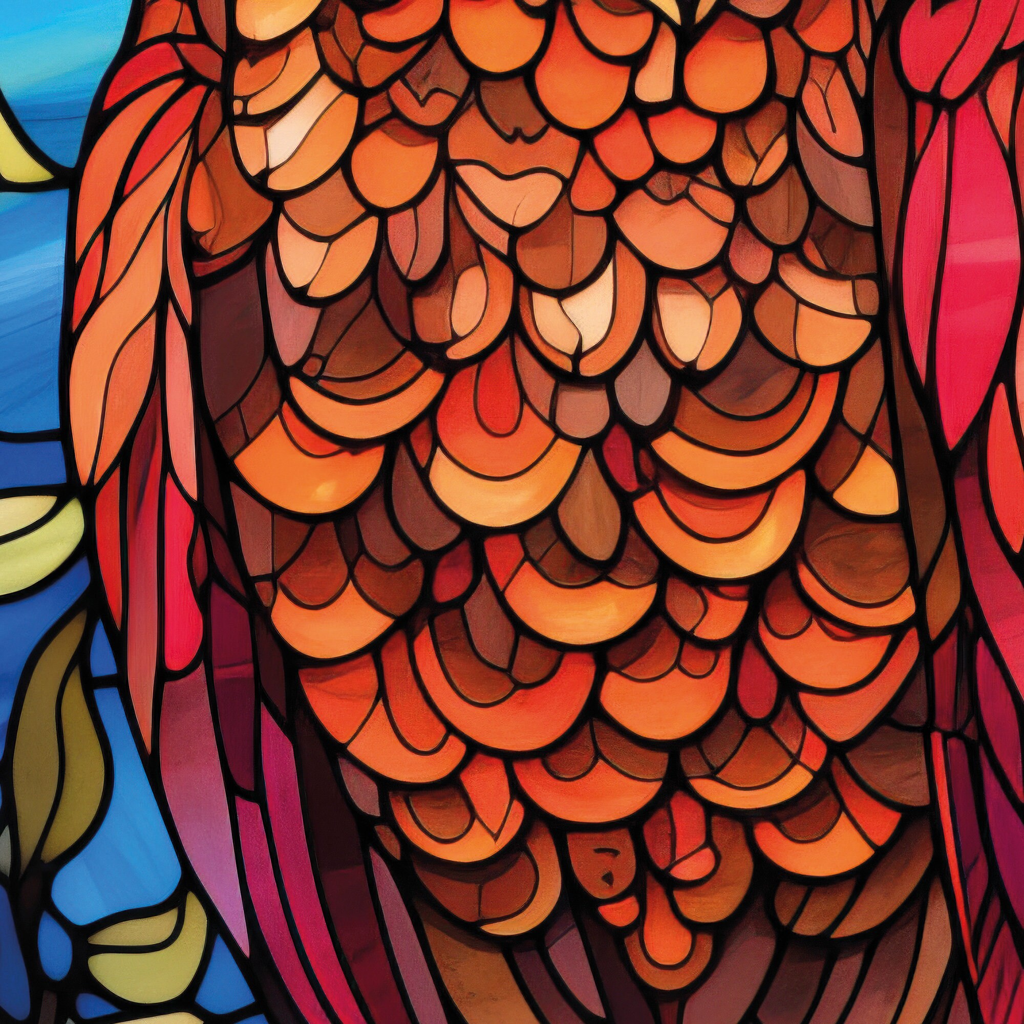 Printable Owl Art Stained Glass Window Owl Poster Creative Animal Wall ...