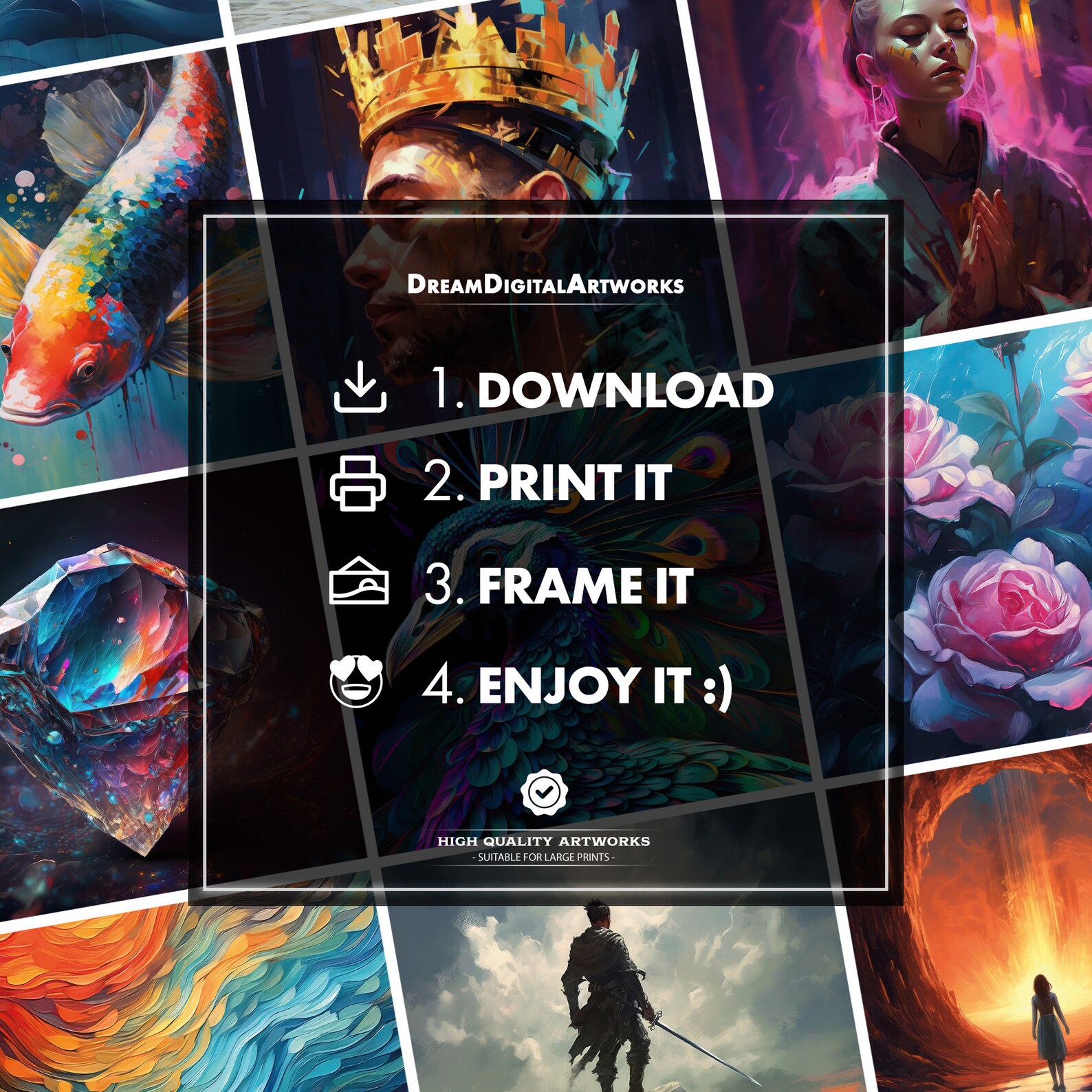 Printable Owl Portrait Geometry Animal Poster Owl Symmetry Design Owl ...