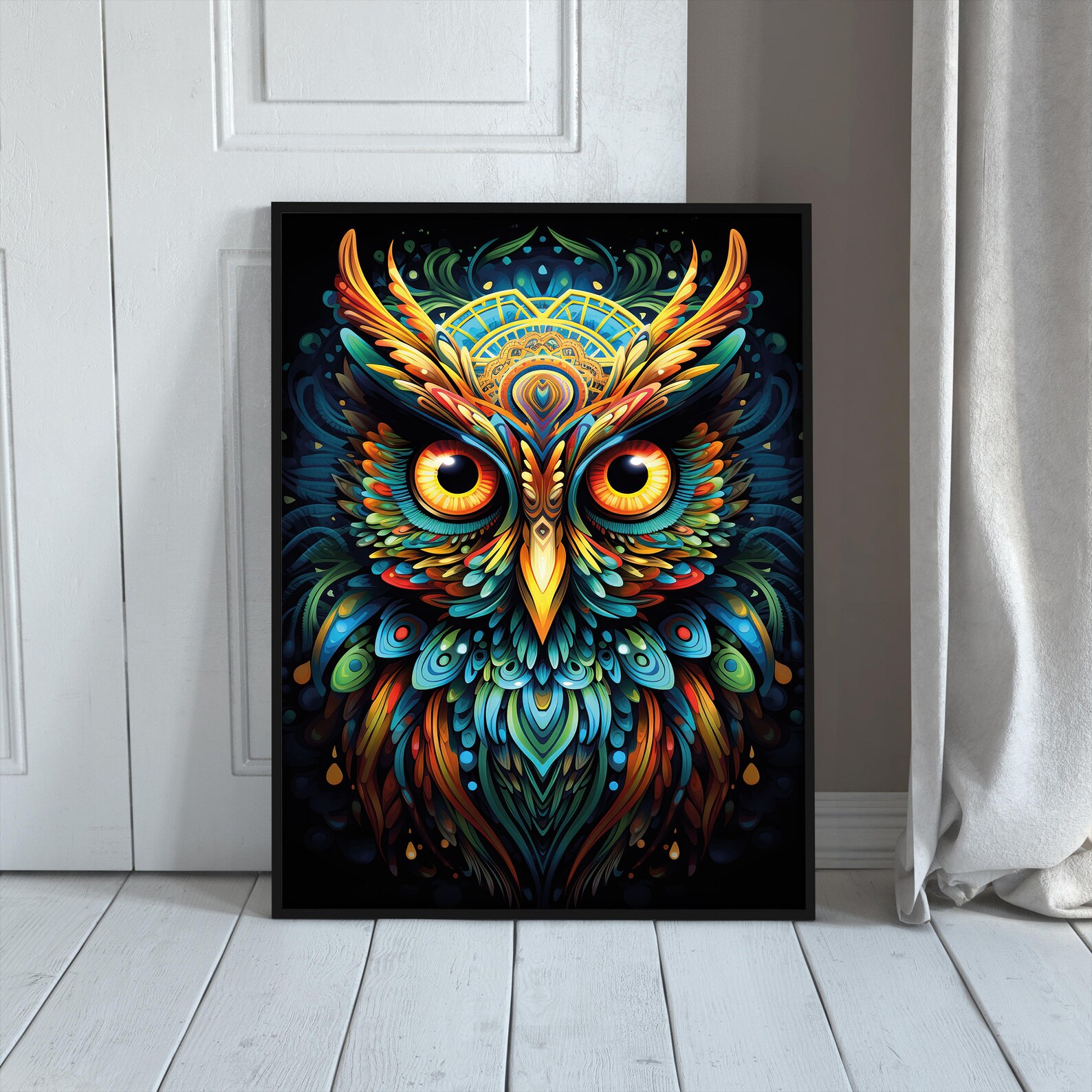 Printable Owl Portrait Print Geometric Animal Poster Symmetry Owl ...