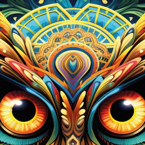 Printable Owl Portrait Print Geometric Animal Poster Symmetry Owl ...