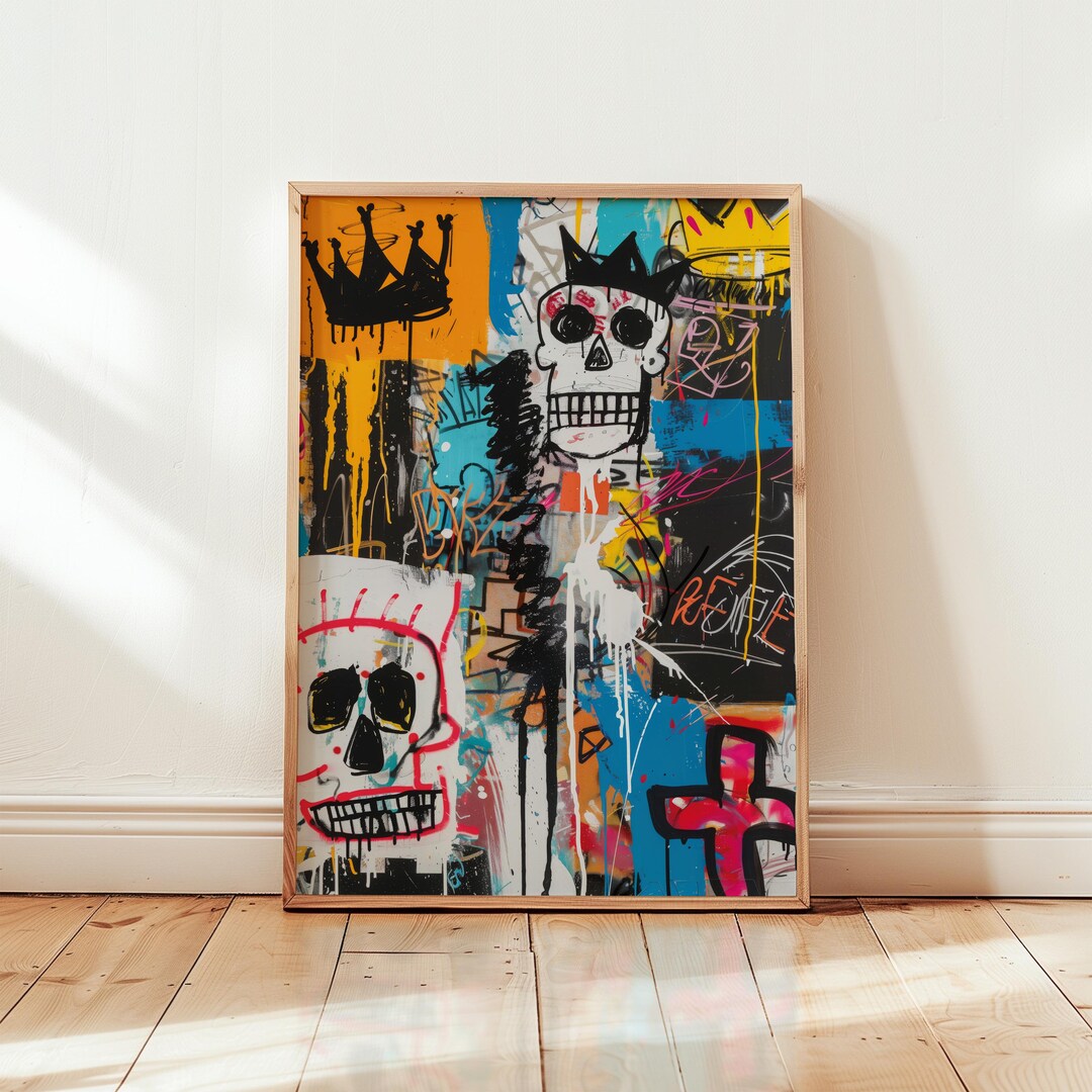 Neo-expressive Skull Graffiti Art Print: Bold Urban Wall Decor - Etsy