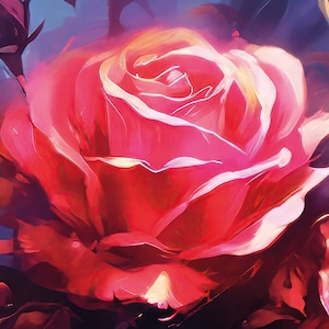 Printable: Red Rose Bush - Digital Art Print - INSTANT DIGITAL DOWNLOAD ...