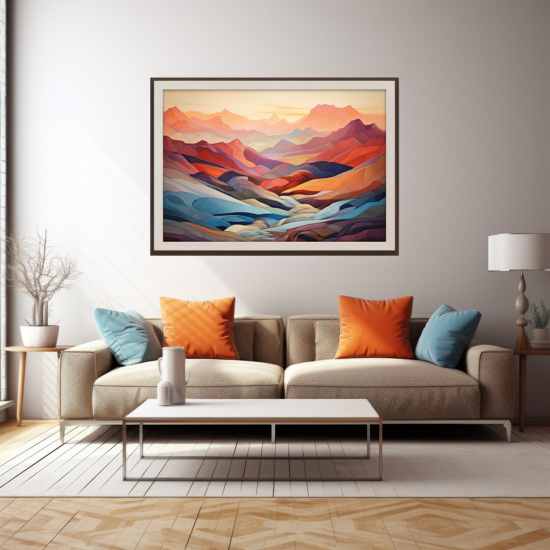 Printable Abstract Mountains Poster Abstract Living Room Decor Print ...