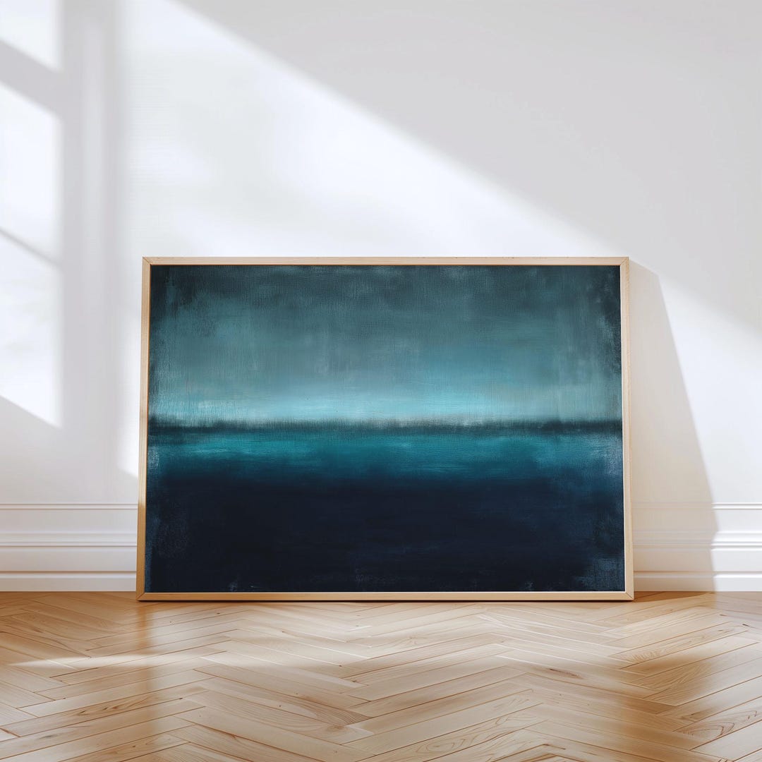 Midnight Meridian Wall Art — Blue Abstract Horizon - Etsy