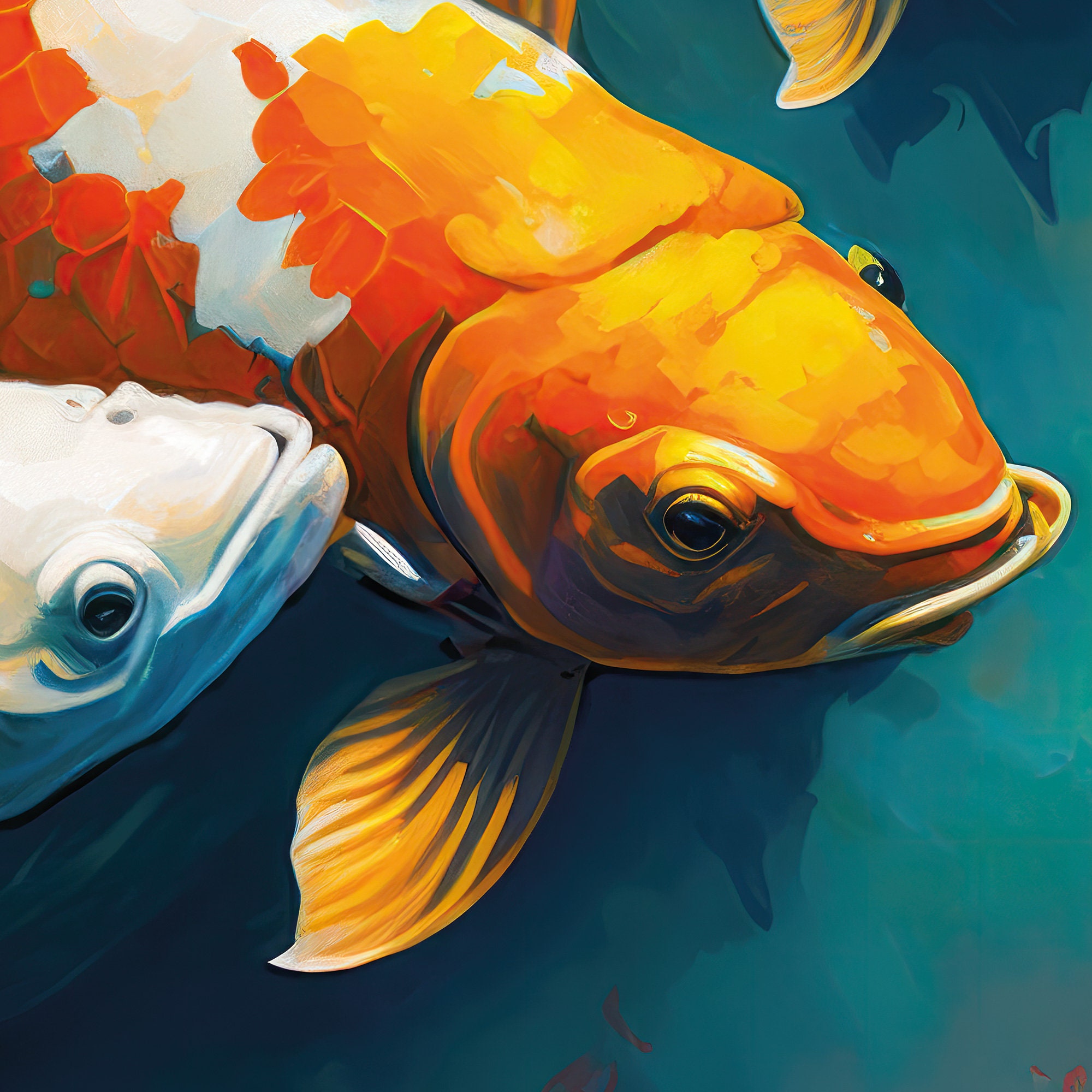 Printable Koi Fish Wall Art Koi Fish Living Room Decor Digital Download ...