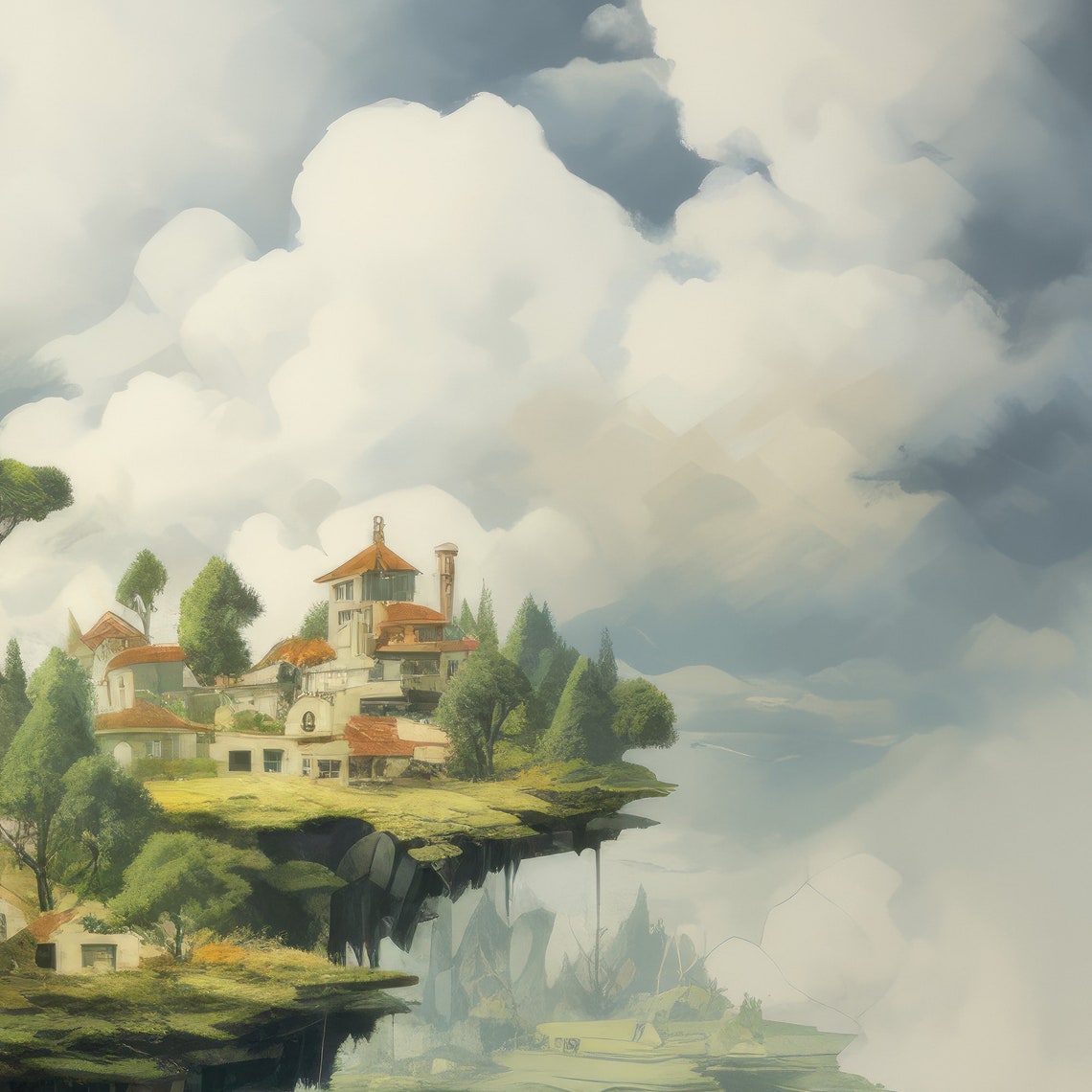 Printable Fantasy Islands Poster Floating Islands Fantasy Art Print ...