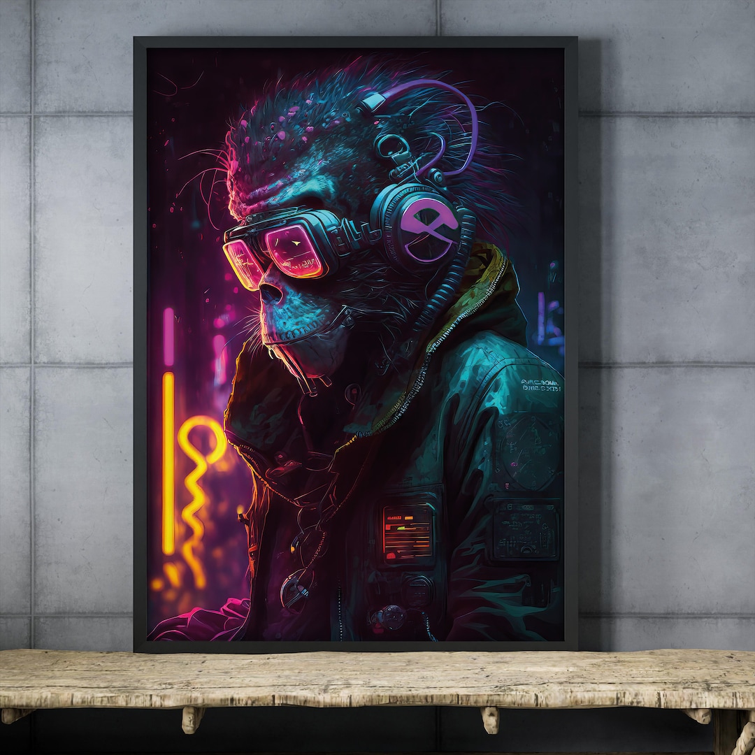 Printable: Cyberpunk Tech Monkey - INSTANT DIGITAL DOWNLOAD - Digital ...