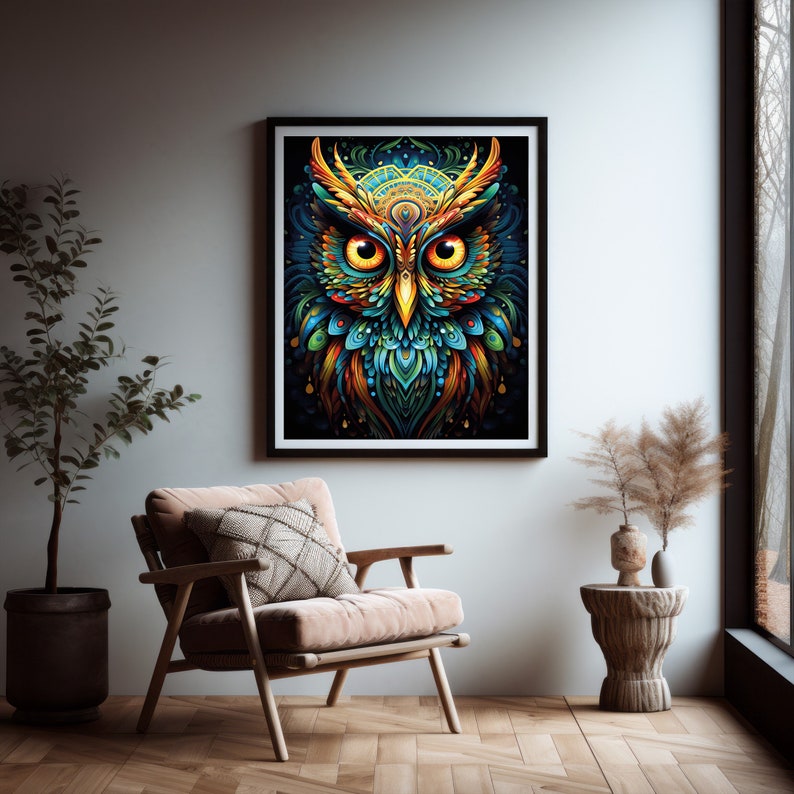 Printable Owl Portrait Print Geometric Animal Poster Symmetry Owl ...
