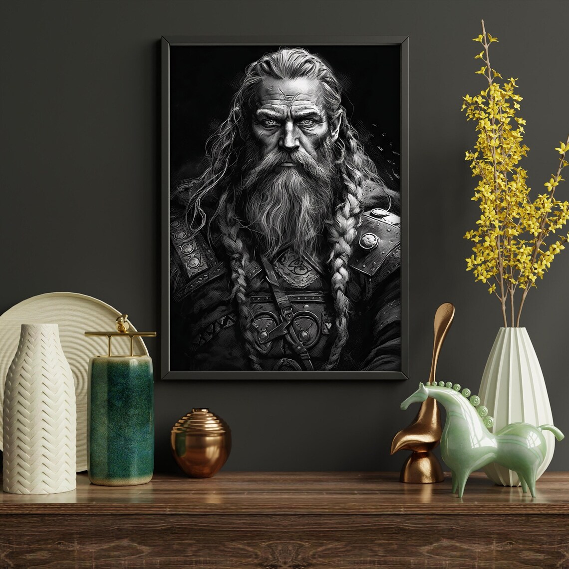 Printable Viking Poster Realistic Black and White Viking - Etsy