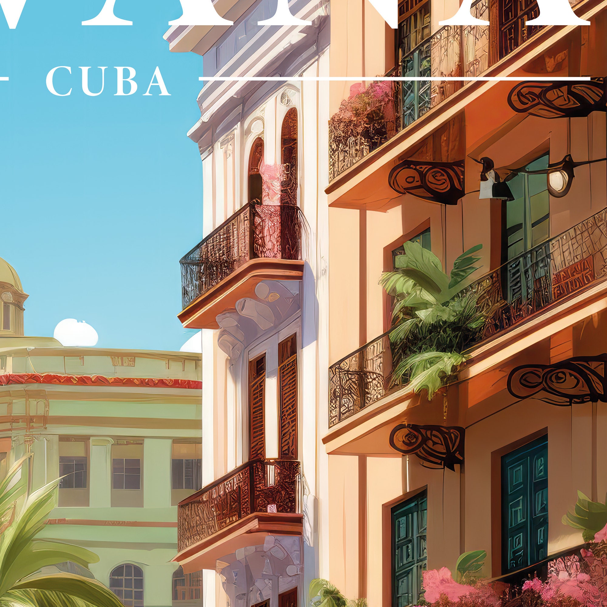 Vintage Havana Travel Poster Retro Cuba Travel Art Destination Havana ...