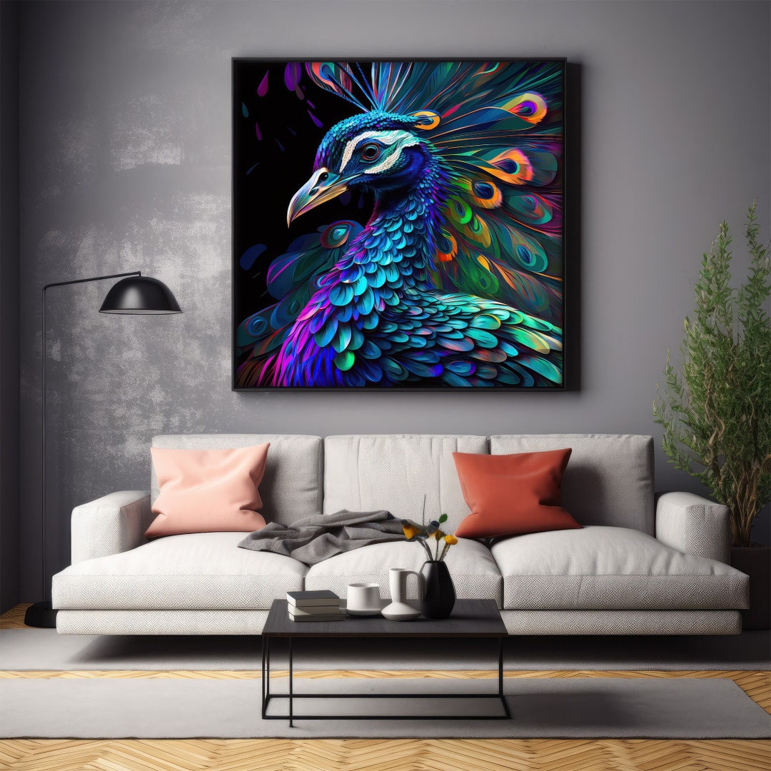 Printable Peacock Wall Art Colorful Peacock Poster Wildlife Home Decor ...
