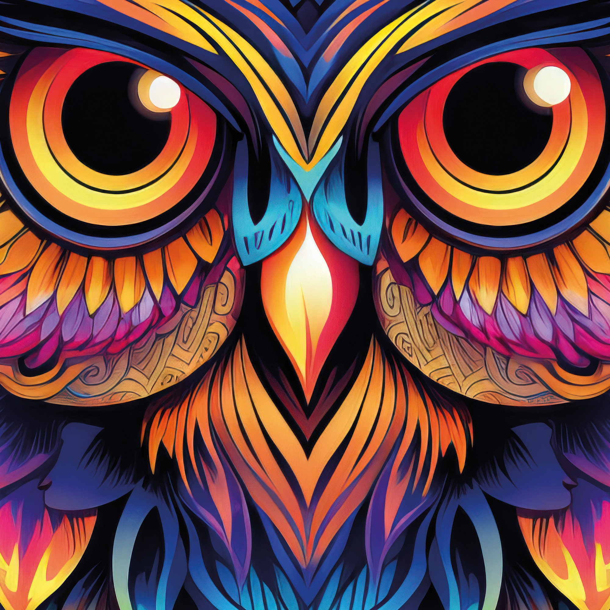 Printable Owl Portrait Geometry Animal Poster Owl Symmetry Design Owl ...