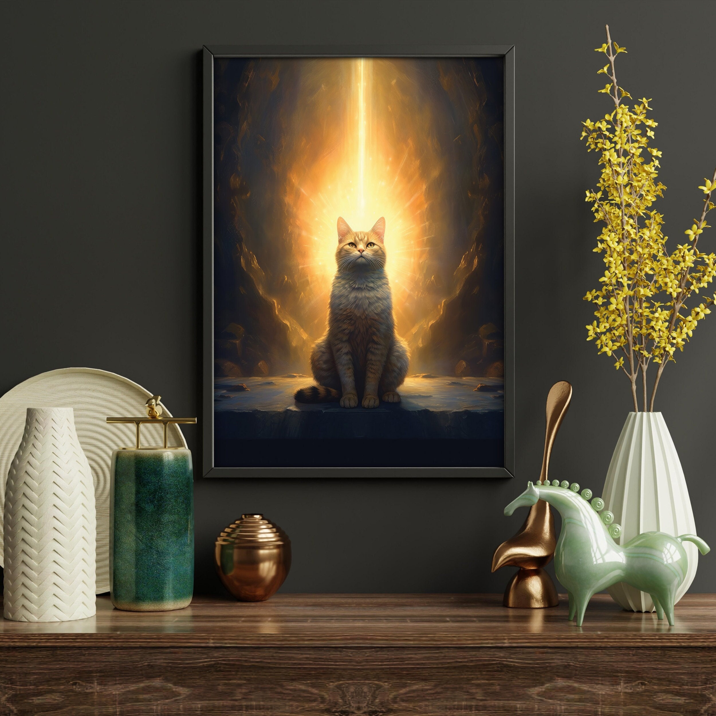 Printable Enlightened Cat Poster Spiritual Art Cat Wall Art ...
