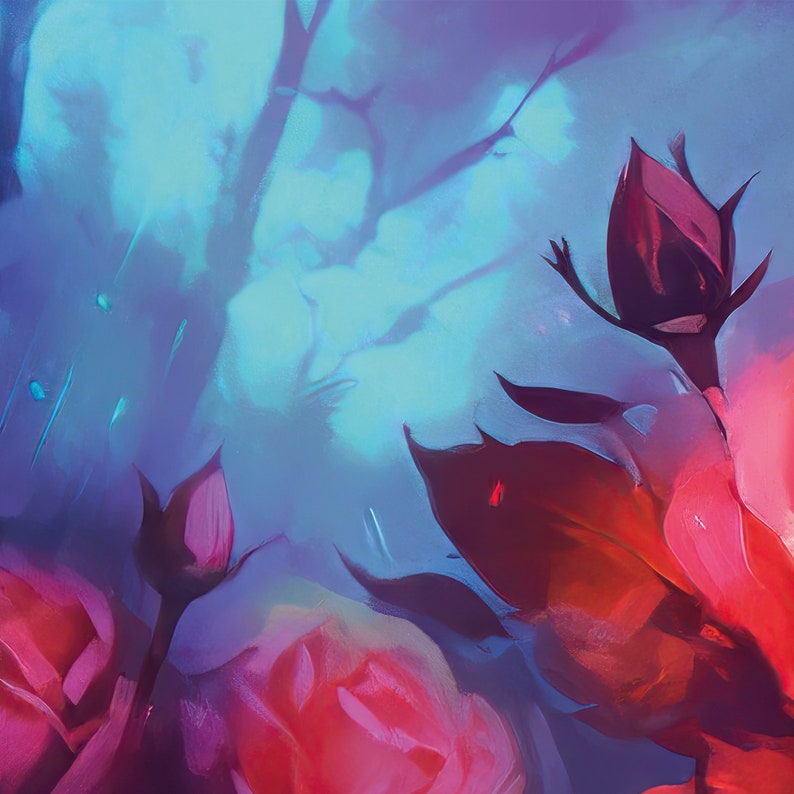 Printable: Red Rose Bush Digital Art Print INSTANT DIGITAL - Etsy