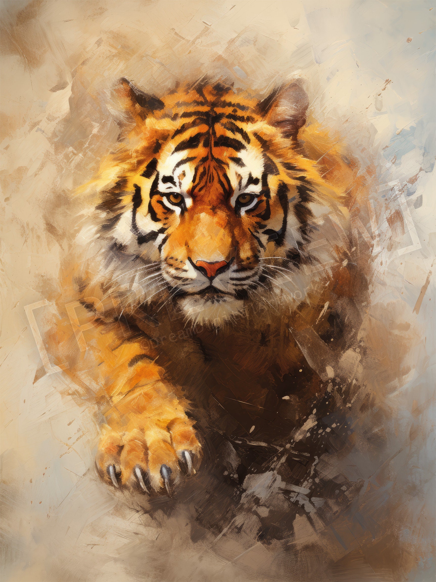 Printable Tiger Art Digital Download Tiger Poster Digital Painting ...