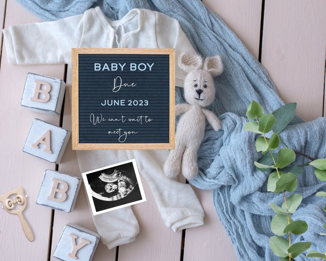 Blue Baby Boy Announcement, Gender Reveal - Etsy