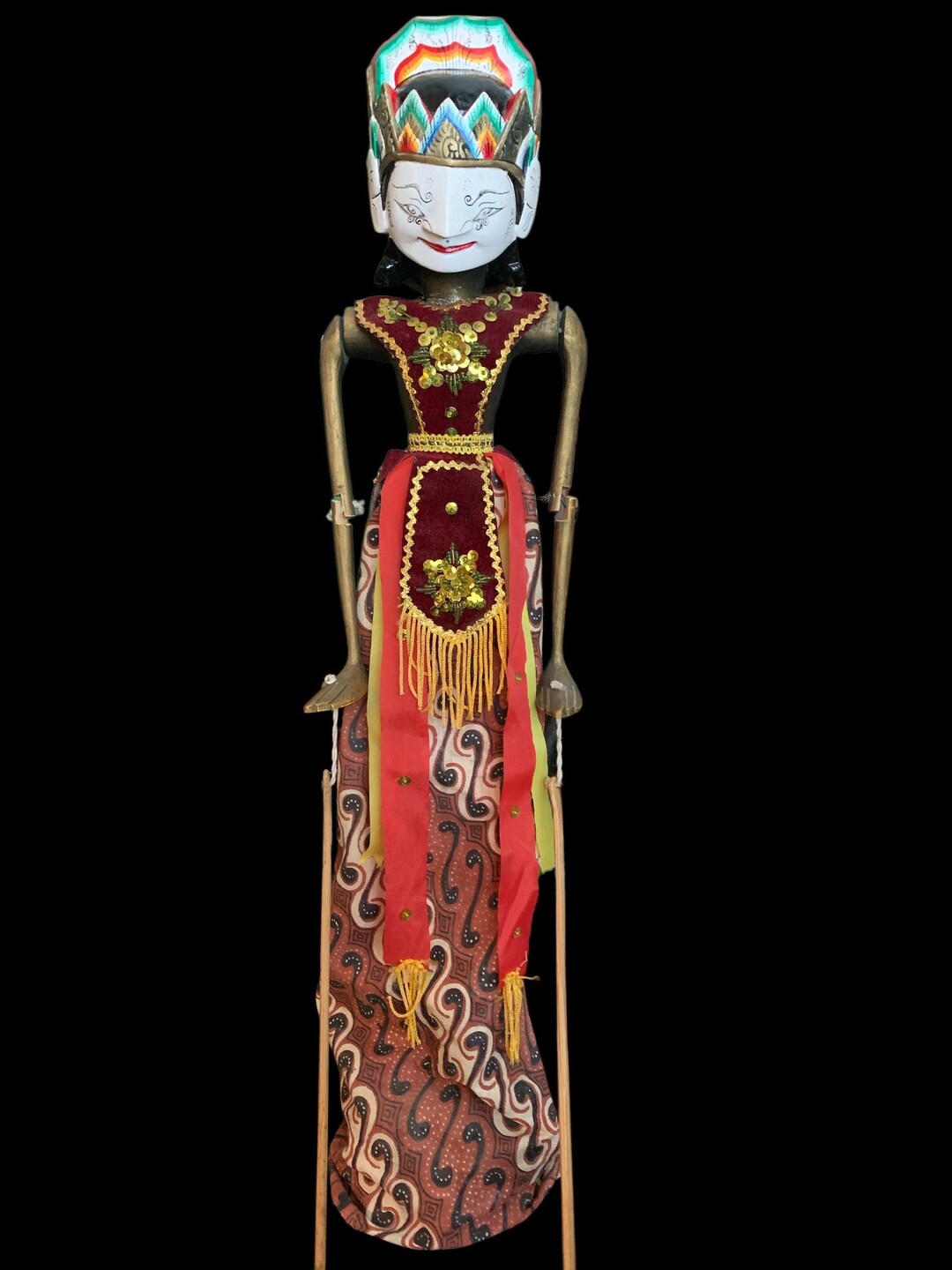 Stunning Large Vintage Asian Arjuna Balinese Puppet With Original Stand ...