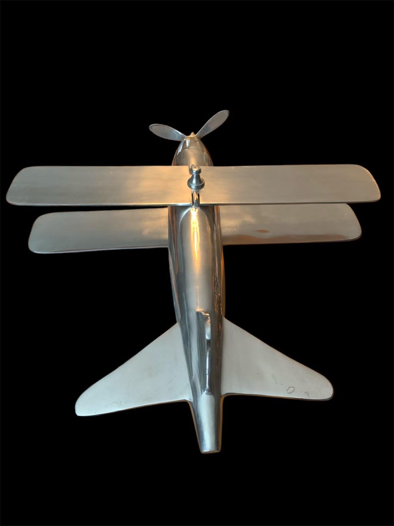 All Polished Aluminium Extra Large Biplane With Movable Landing Gear ...
