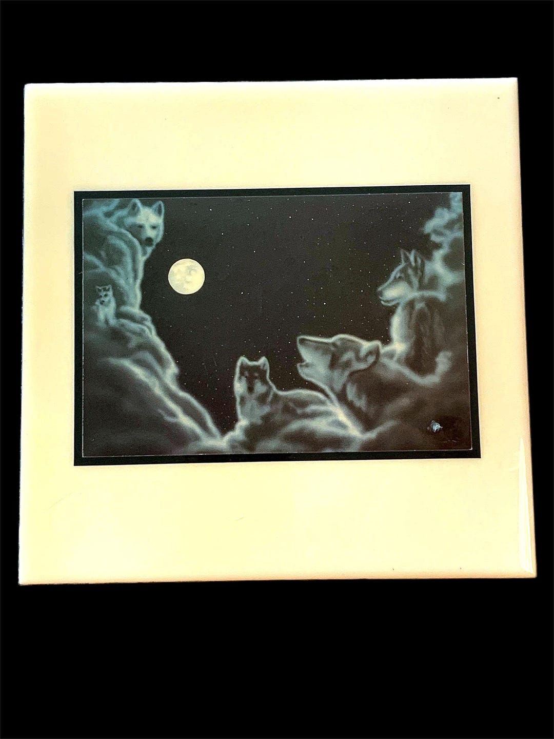 D.L Valdez “wolf Spirit Clouds” Ceramic Art Tile With Wolf Scene - Etsy