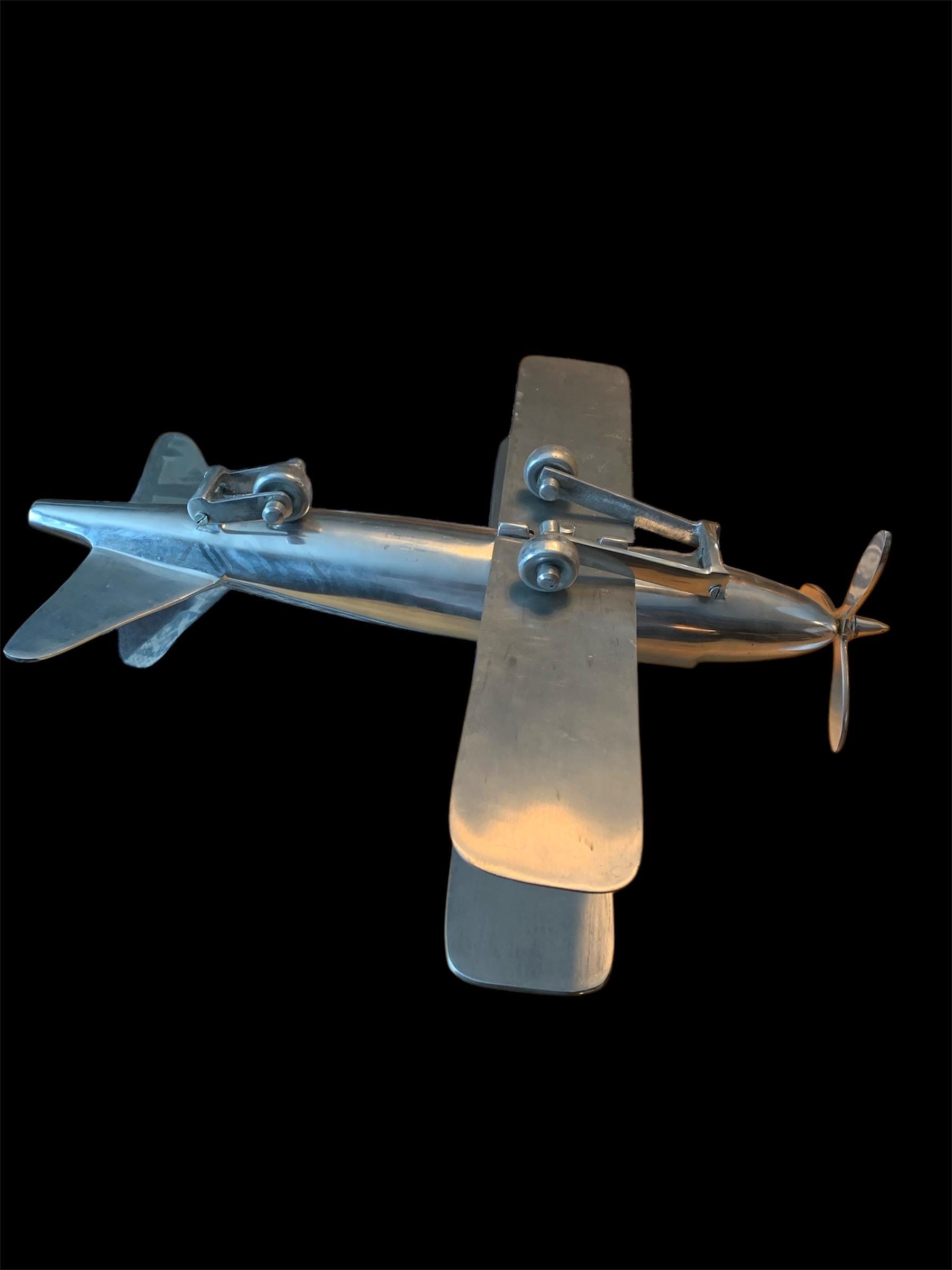 All Polished Aluminium Extra Large Biplane With Movable Landing Gear ...