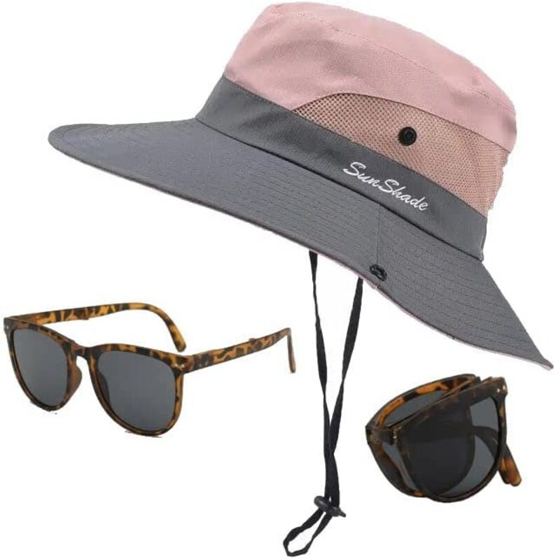 UV Protection Bucket Hat & Foldable Polarized Glasses Set - Etsy
