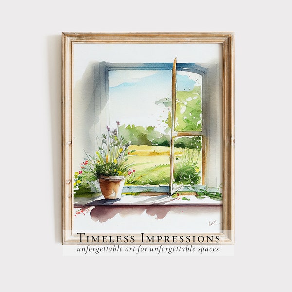 Landscape Through Window Watercolor - Etsy