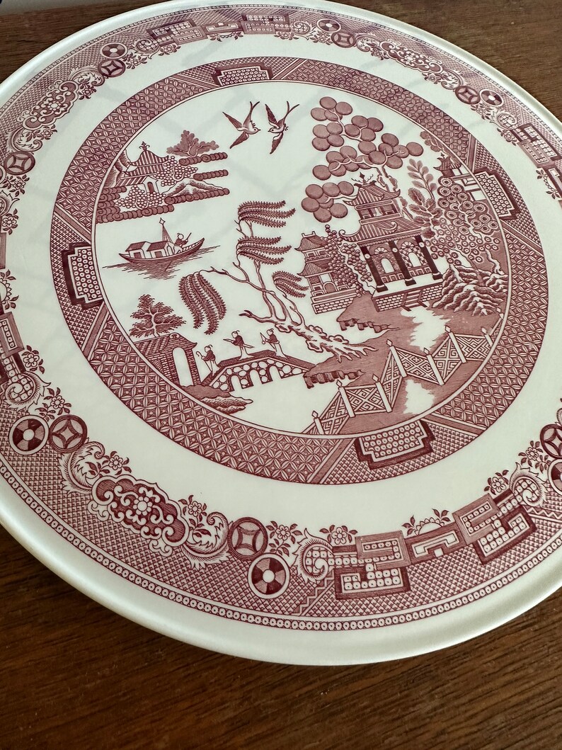 Spode Georgian Collection Red Willow Round Cake Plate Flat Platter - Etsy