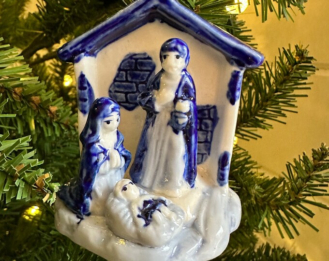 Manger Scene Blue & White Delft-style Ornament - Etsy