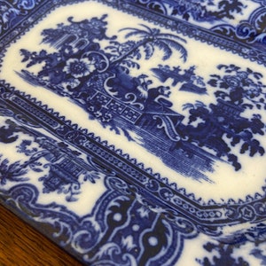 W Adams & Co Ironstone Flow Blue Transferware Kyber Pattern Eight-point ...