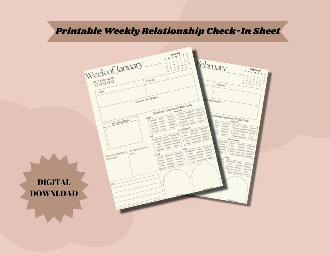 2025 Weekly Relationship Check-in Worksheet - Etsy