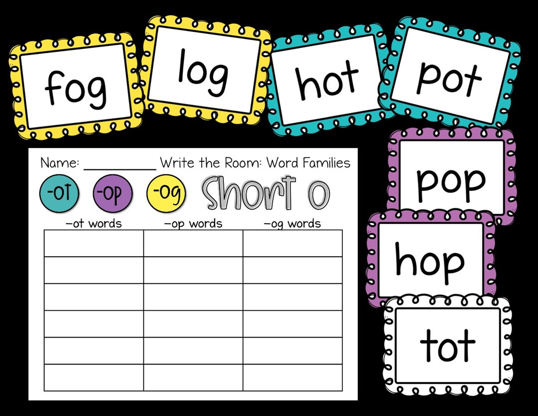 Word Family Write the Room: Short O CVC Words Active - Etsy