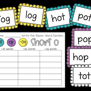 Word Family Write the Room: Short O CVC Words Active - Etsy