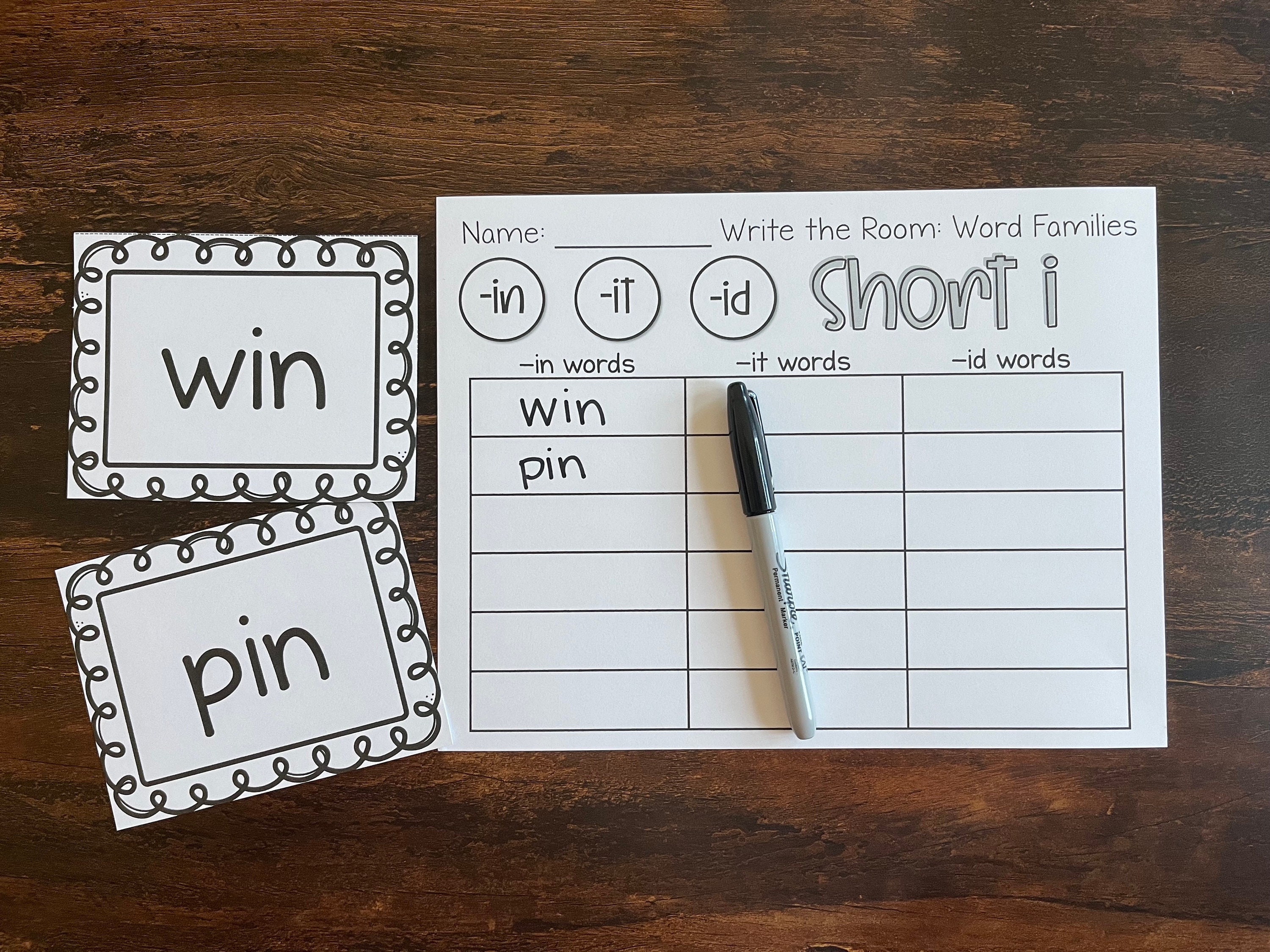 Word Family Write the Room: Short I CVC Words - Etsy