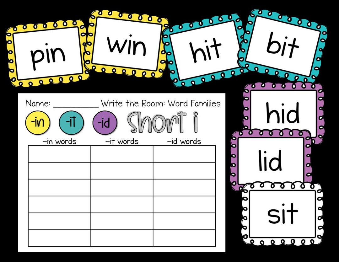 Word Family Write the Room: Short I CVC Words - Etsy