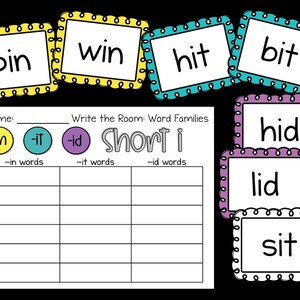 Word Family Write the Room: Short I CVC Words - Etsy
