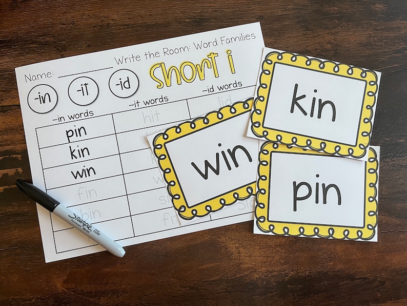 Word Family Write the Room: Short I CVC Words - Etsy