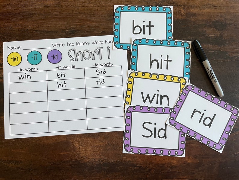 Word Family Write the Room: Short I CVC Words - Etsy
